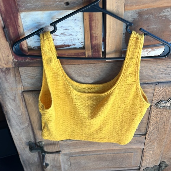 SHEIN | Tops | Yellow Textured Crop Tank Top Nwot | Poshmark